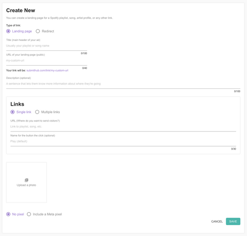 How to set up Meta ads using SubmitHub Links