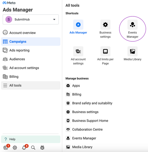 How to set up Meta ads using SubmitHub Links